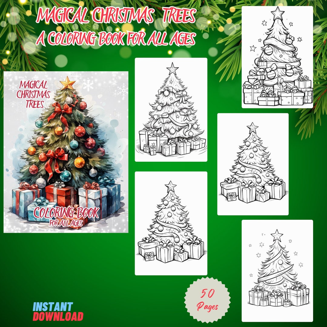 Magical Christmas Trees Coloring Book: 50 Festive Pages - Etsy