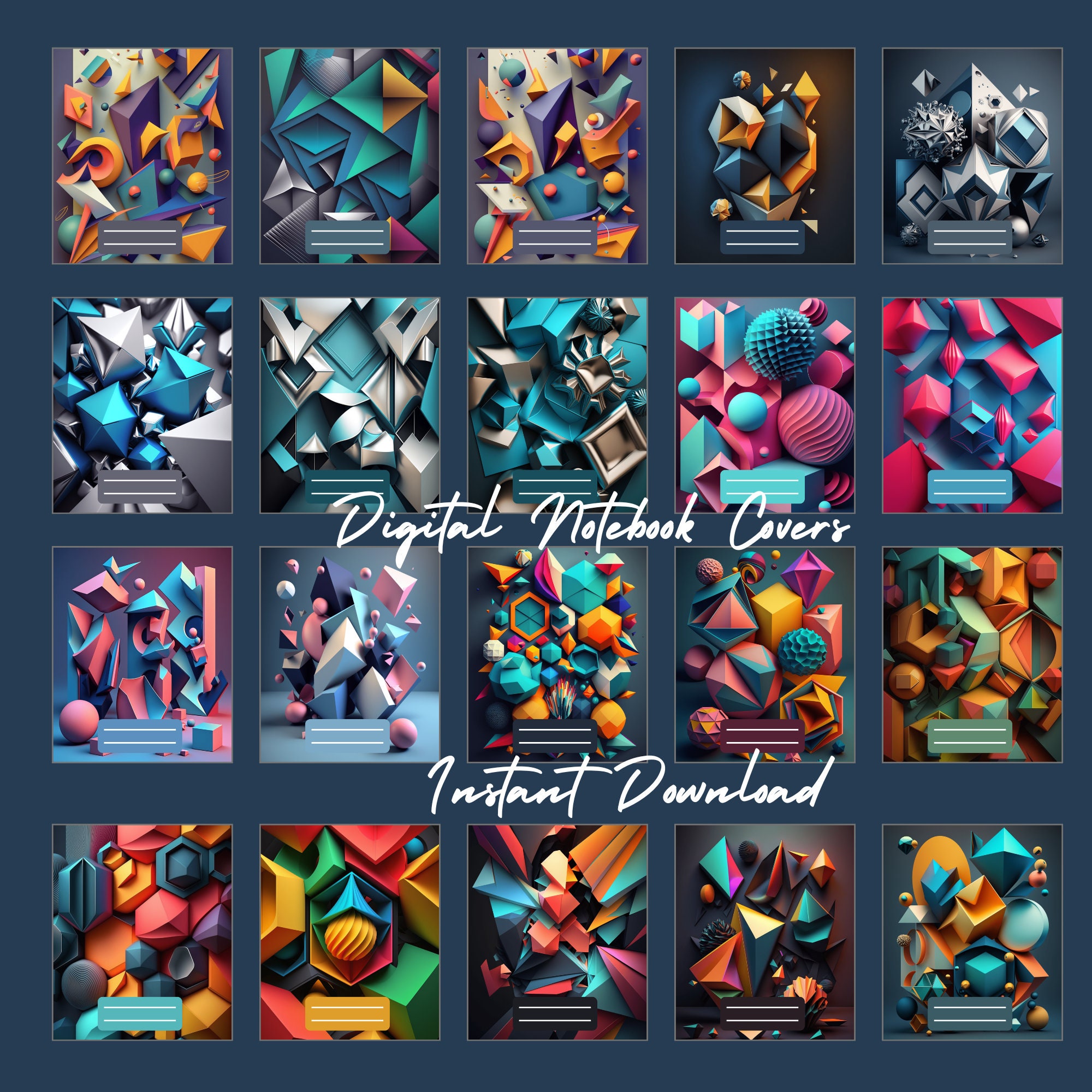 20 Digital Notebook Covers, Geometric Shapes, Goodnotes Covers, Samsung ...