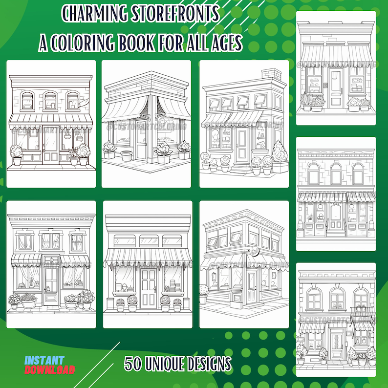 Charming Storefronts Coloring Book | Storefront Coloring Pages | 50 ...