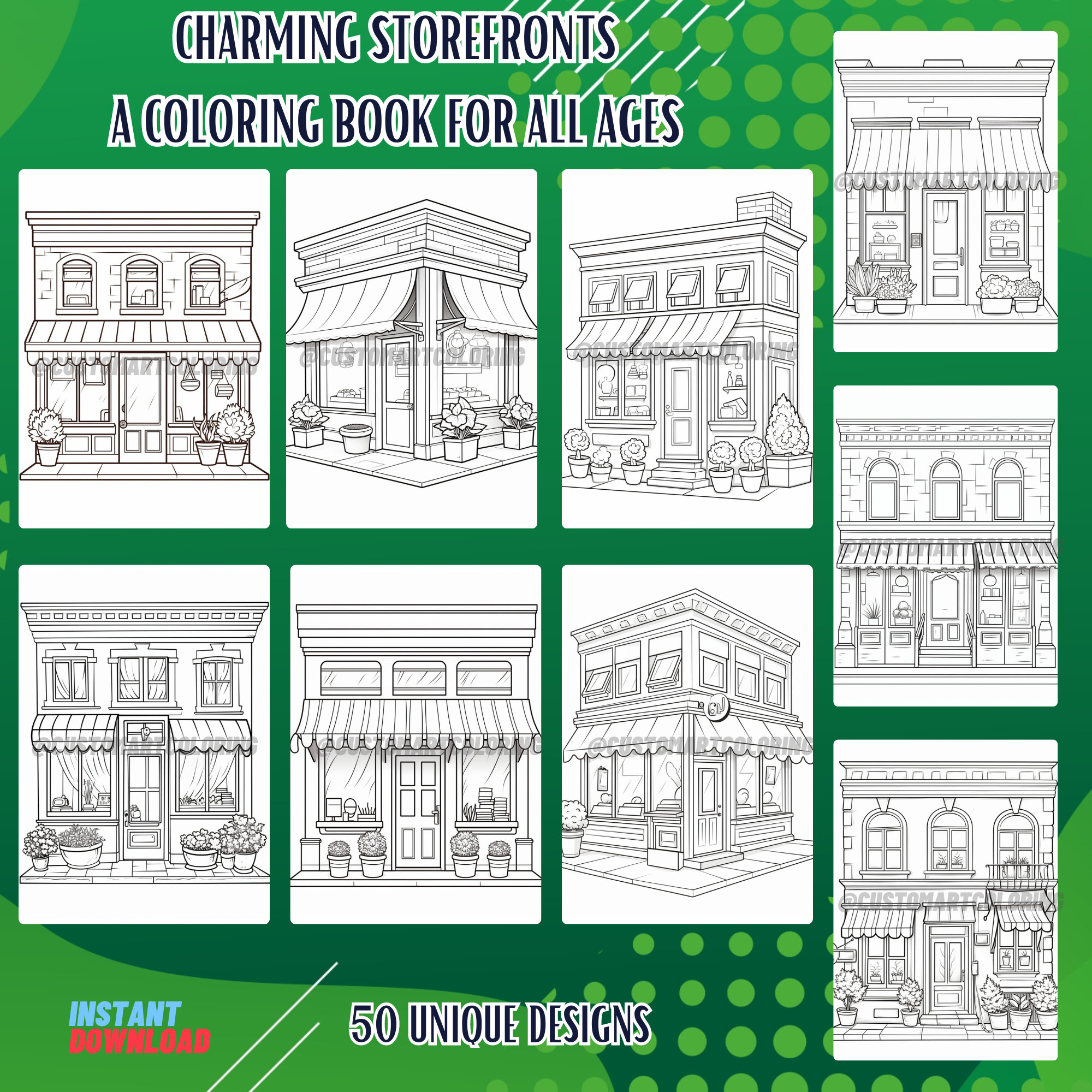 Charming Storefronts Coloring Book | Storefront Coloring Pages | 50 ...