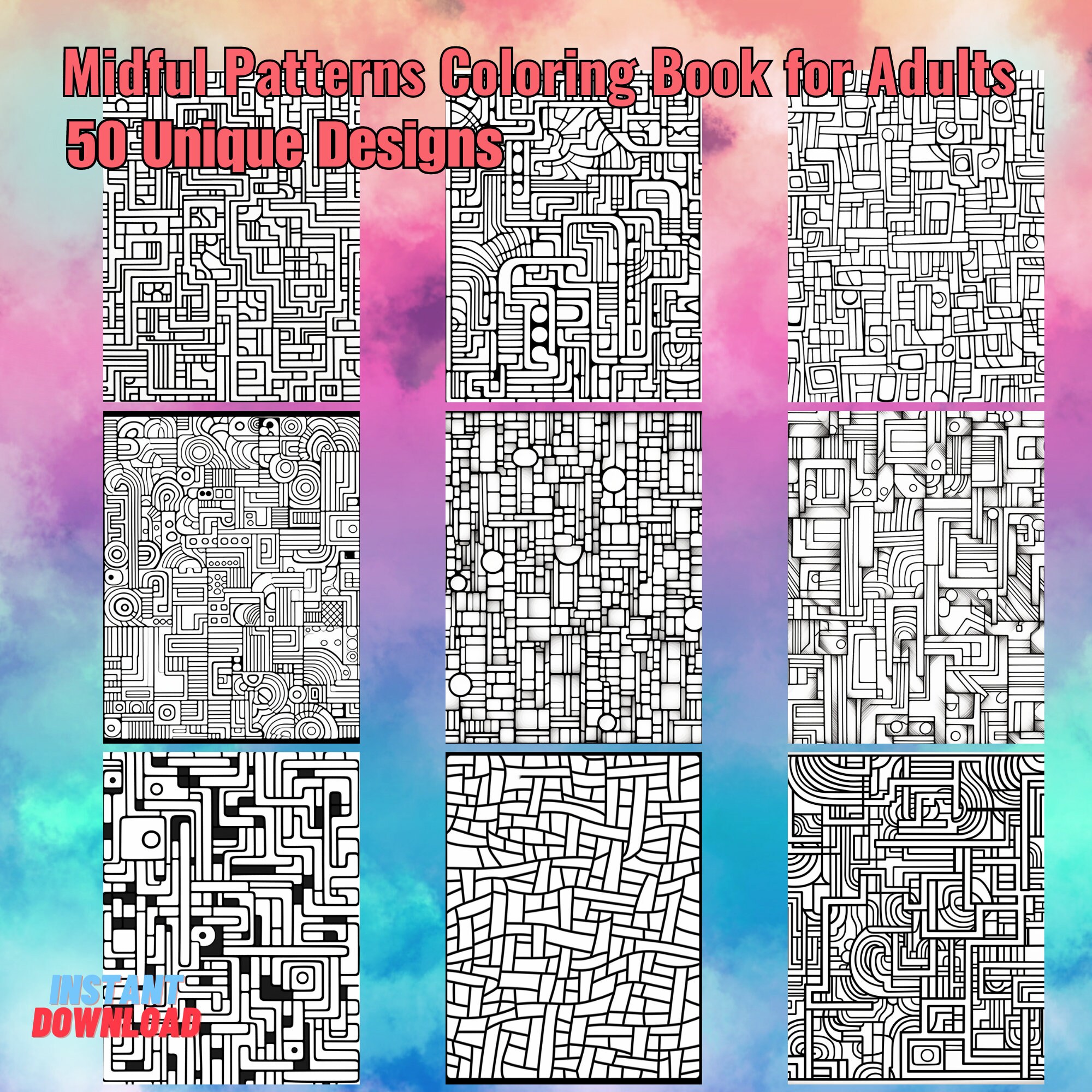 Mindful Patterns Coloring Book for Adults 50 Patterns Coloring Pages ...