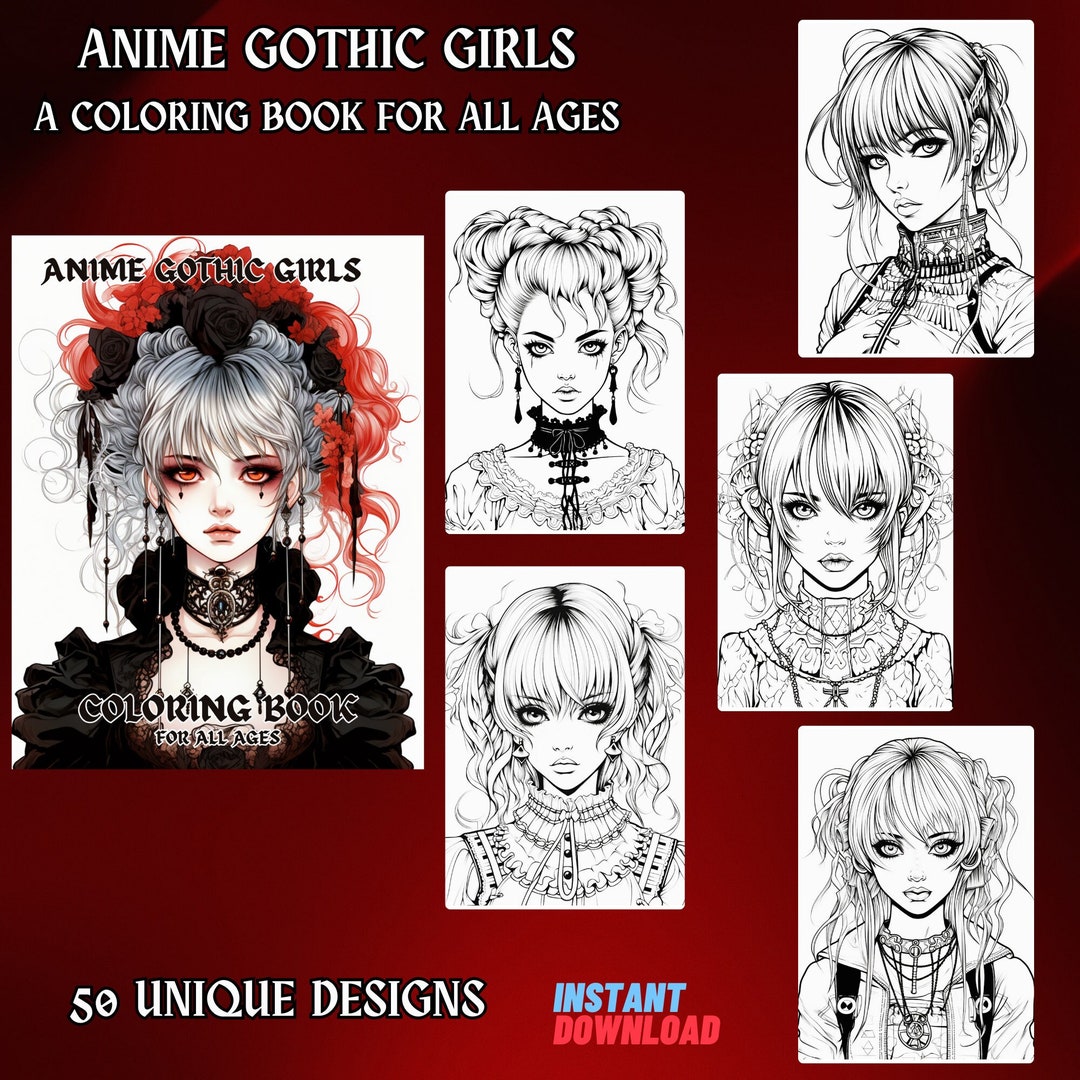 Anime Gothic Girls Coloring Book 50 Anime Gothic Girls Coloring Pages ...