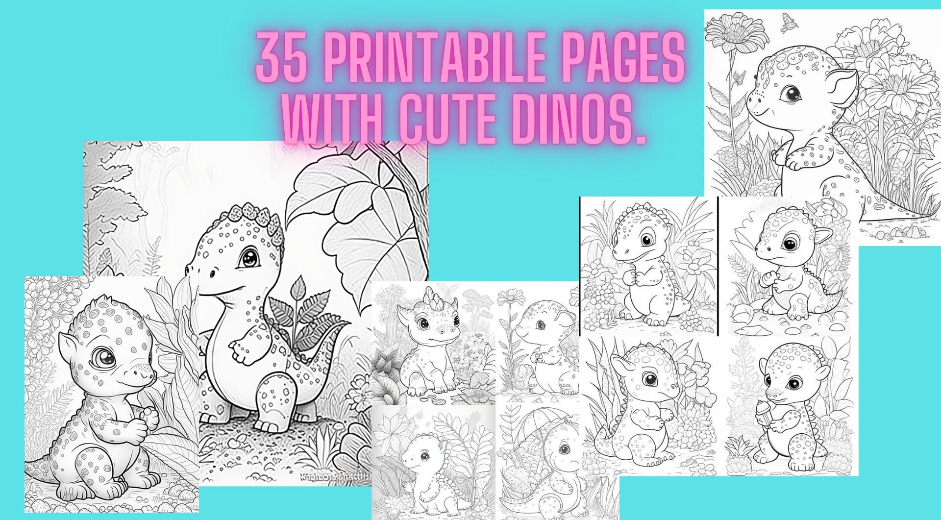 35 Coloring Pages With Cute Dinos Color Your Favorite Dinosaurs With ...