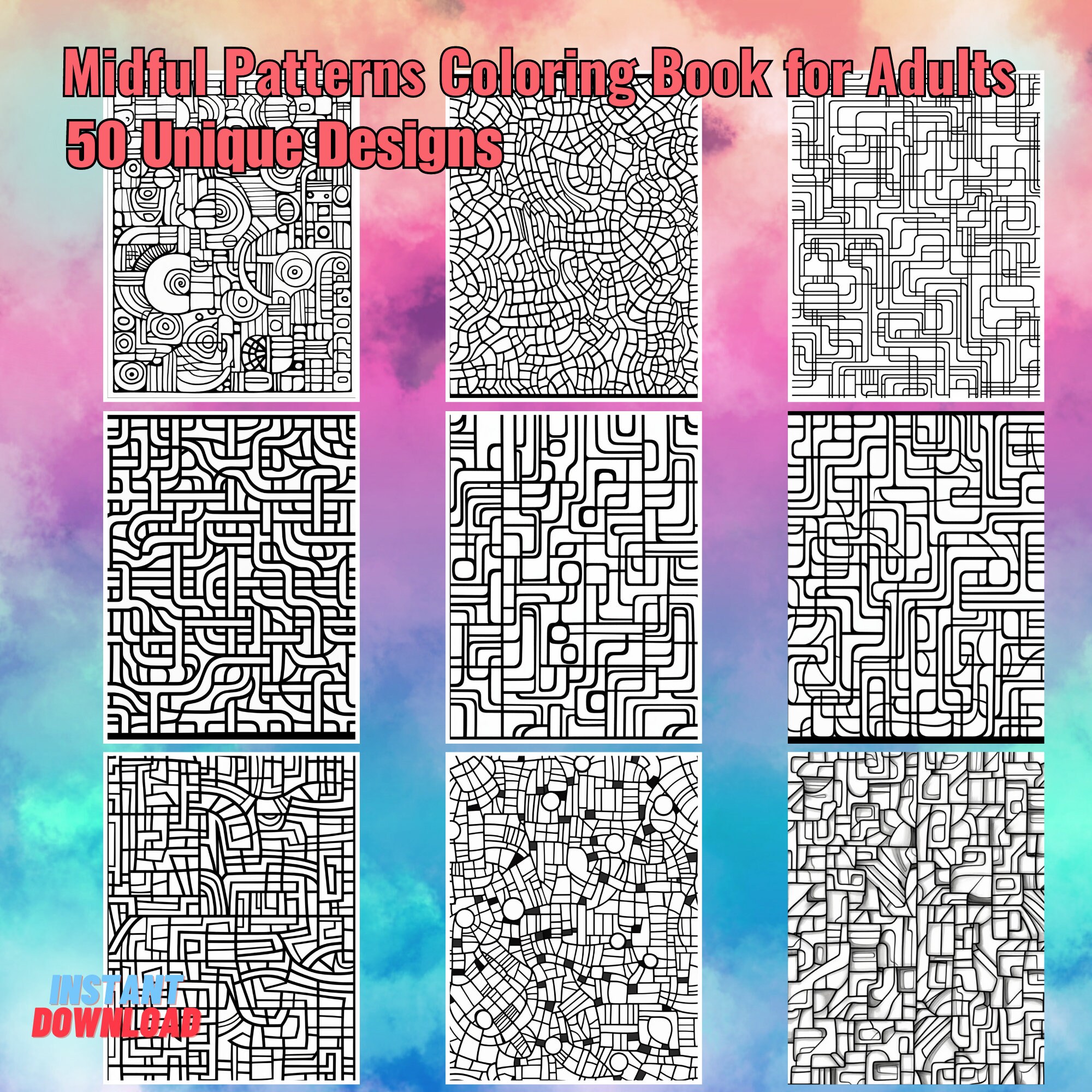 Mindful Patterns Coloring Book for Adults 50 Patterns Coloring Pages ...