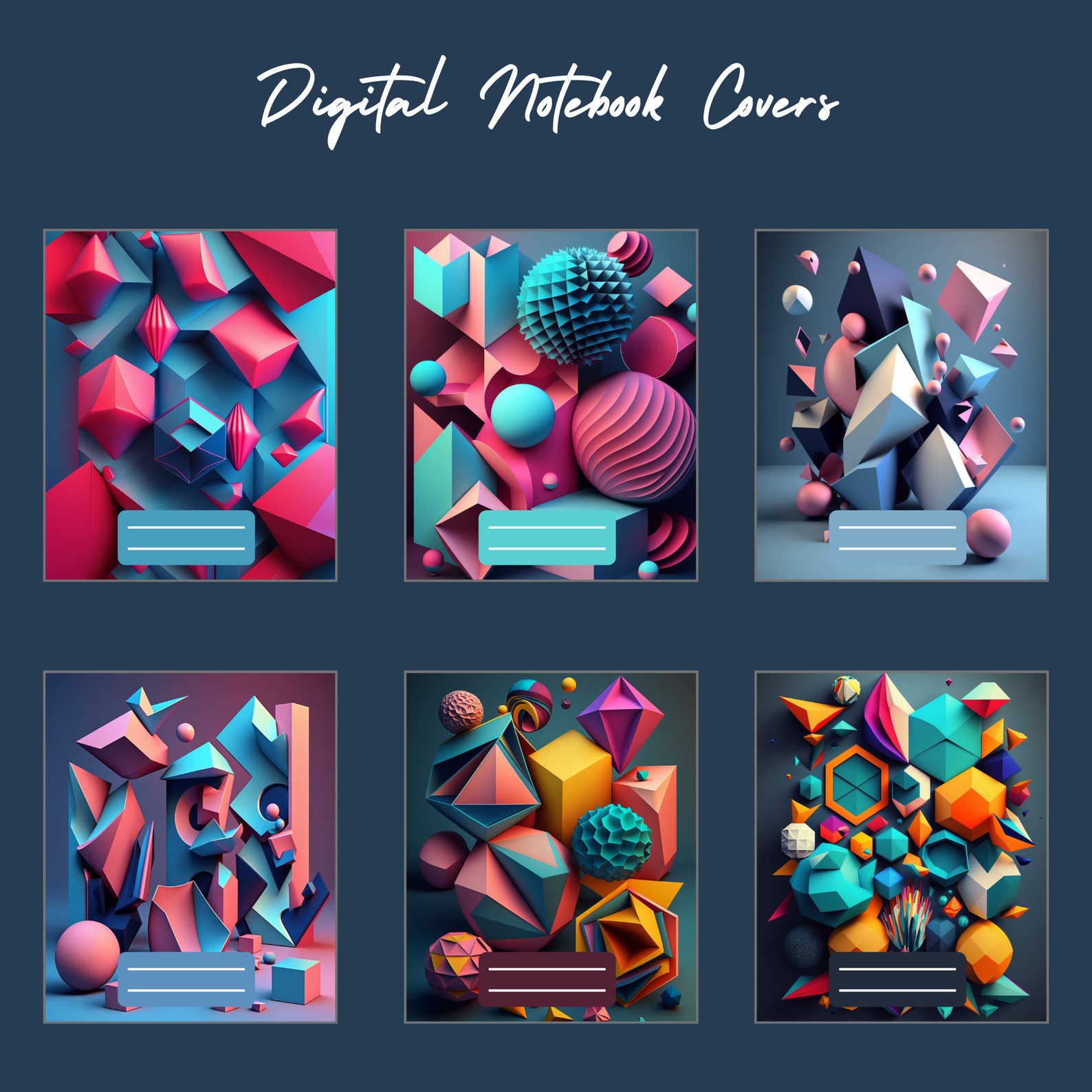 20 Digital Notebook Covers, Geometric Shapes, Goodnotes Covers, Samsung ...