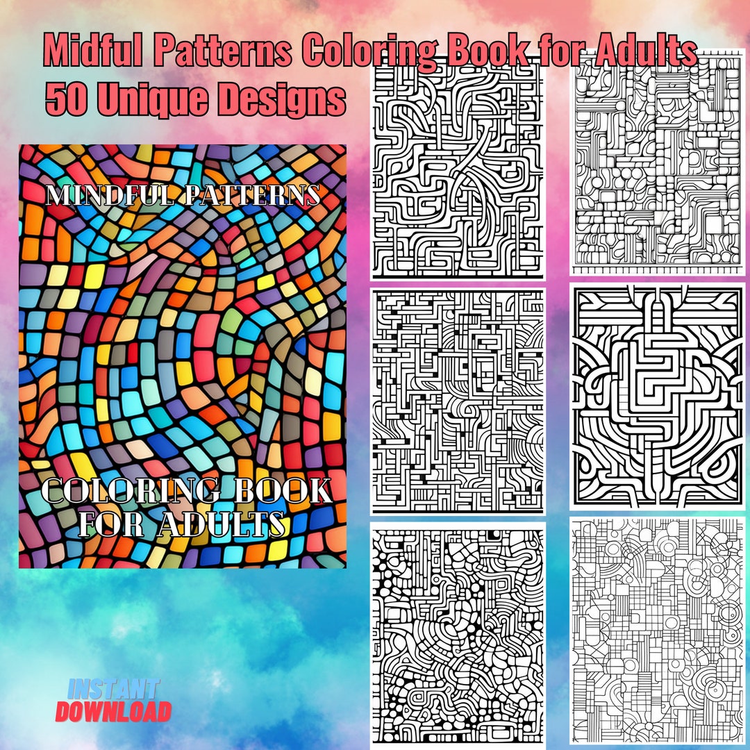 Mindful Patterns Coloring Book for Adults | 50 Patterns Coloring Pages ...