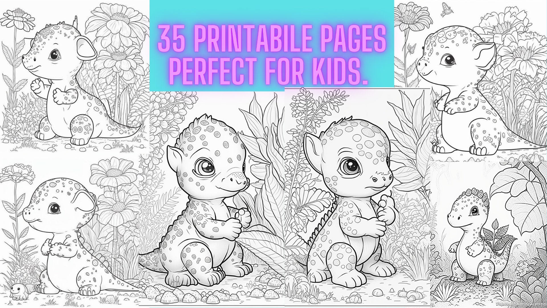 35 Coloring Pages With Cute Dinos Color Your Favorite Dinosaurs With ...
