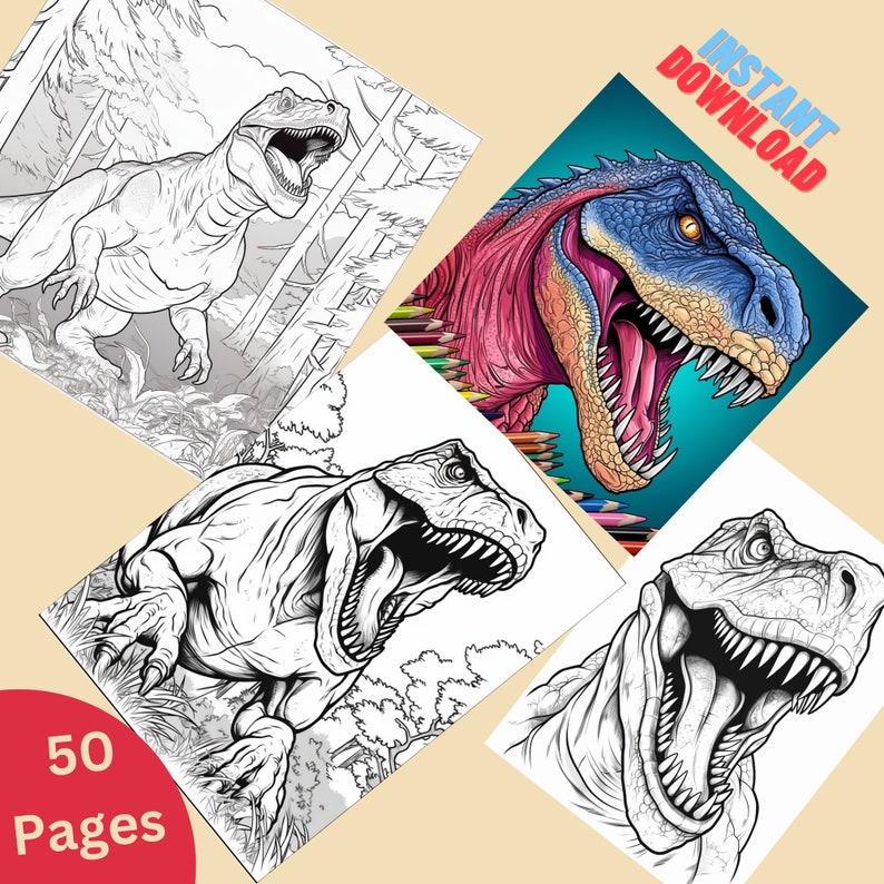 T-rex the King of Dinosaurs | Coloring Book for All Ages | Coloring ...