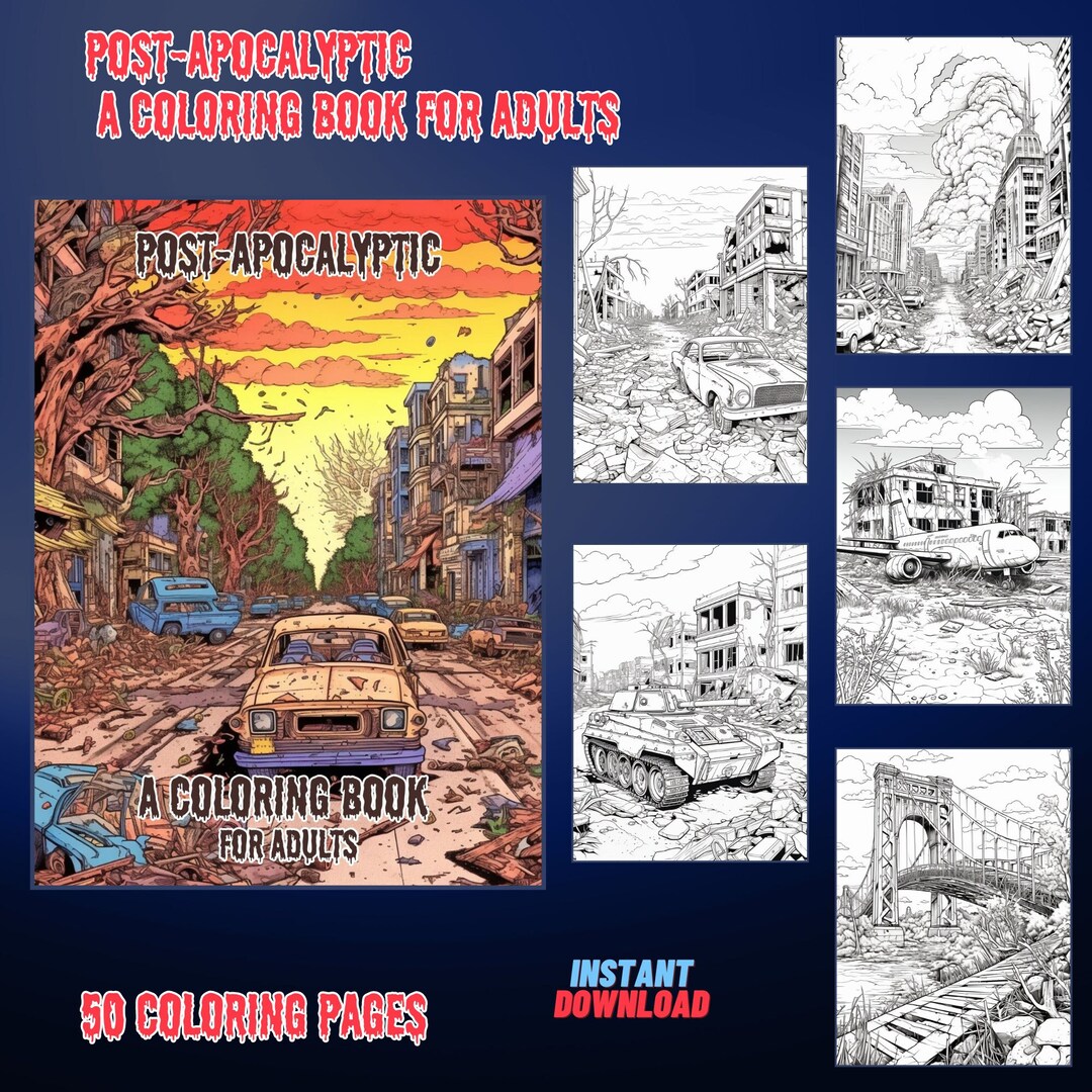 Post-apocalyptic Coloring Book for Adults | 50 Post-apocalyptic ...