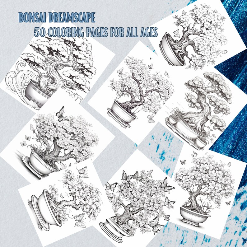 Bonsai Dreamscape Coloring Book: 50 Detailed Pages (PDF Download) - Etsy