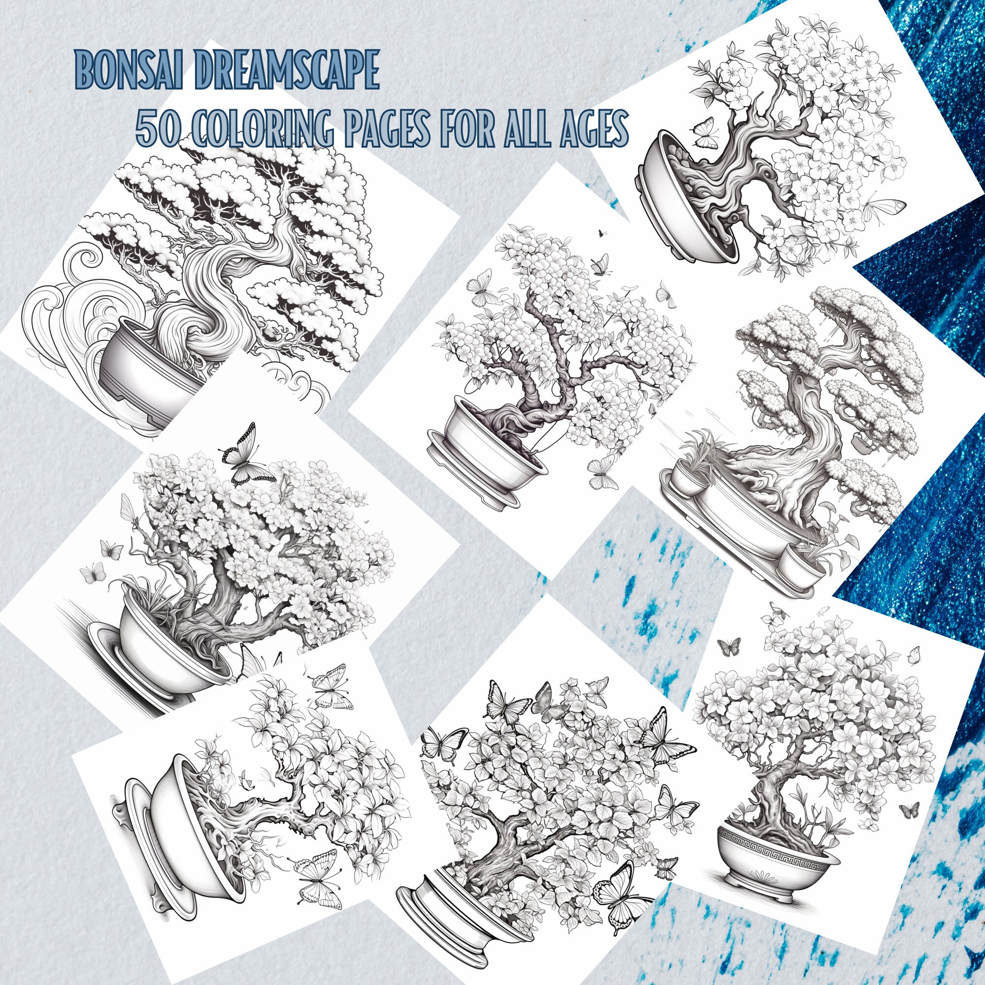 Bonsai Dreamscape Coloring Book: 50 Detailed Pages (PDF Download) - Etsy