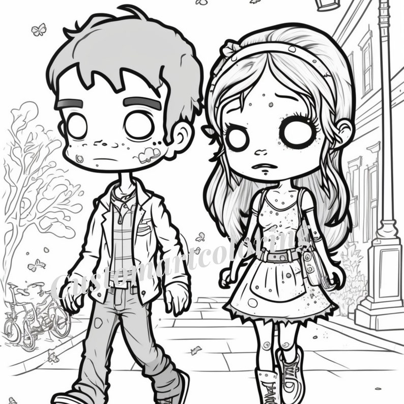 Cute Zombie Boys & Girls Coloring Pages Vol 2 | 55 Coloring Pages With ...