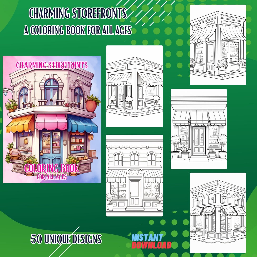 Charming Storefronts Coloring Book | Storefront Coloring Pages | 50 ...