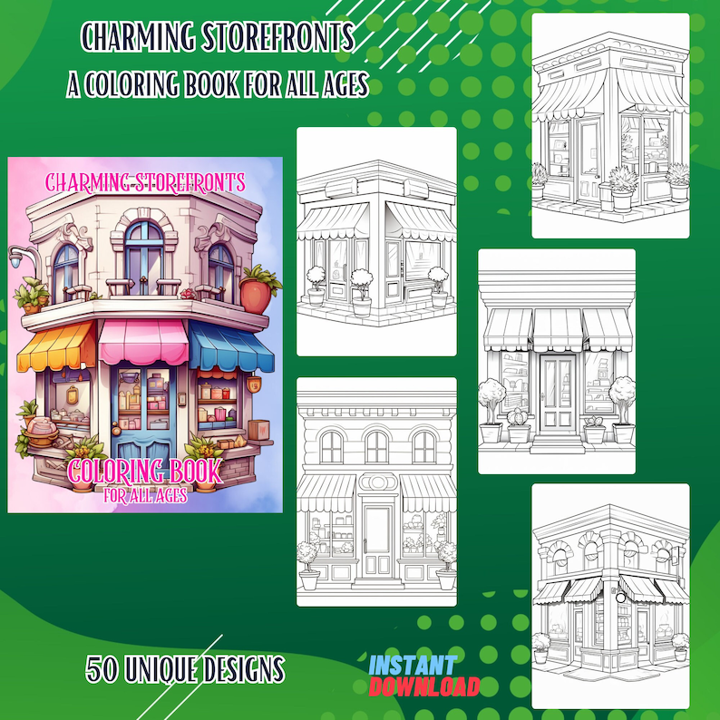Charming Storefronts Coloring Book Storefront Coloring Pages 50 ...