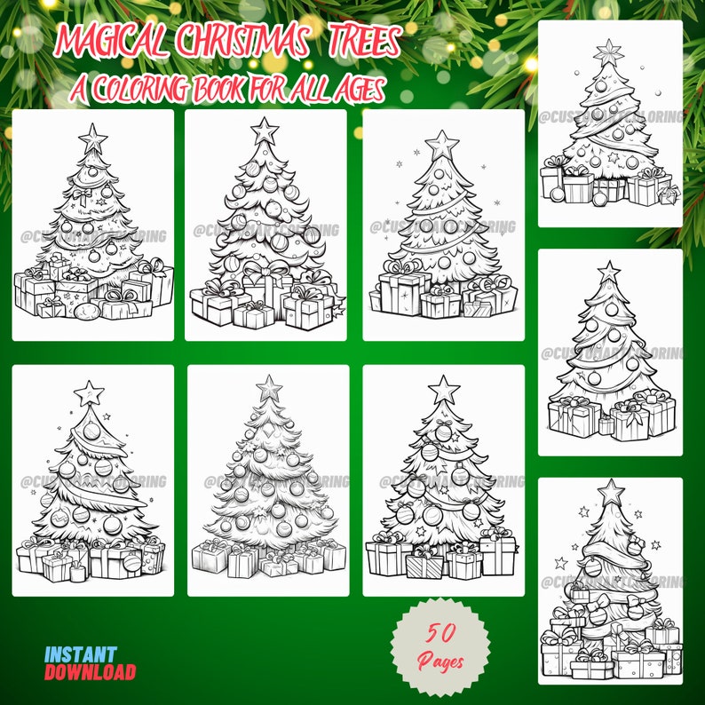 Magical Christmas Trees Coloring Book: 50 Festive Pages - Etsy