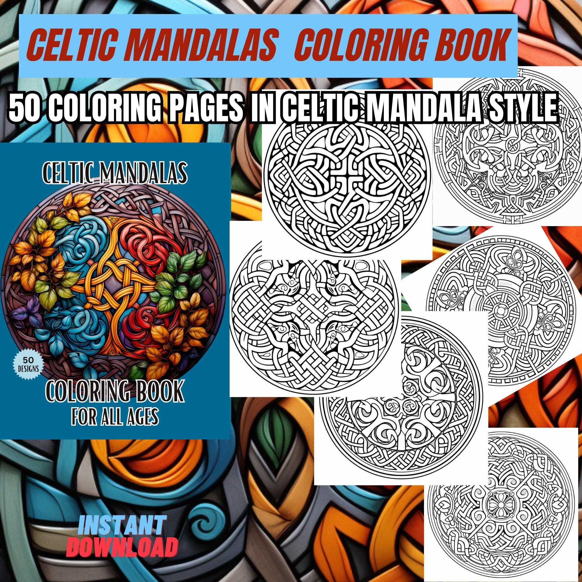 Celtic Mandalas Coloring Book 50 Celtic Mandala Coloring Pages Mandala ...