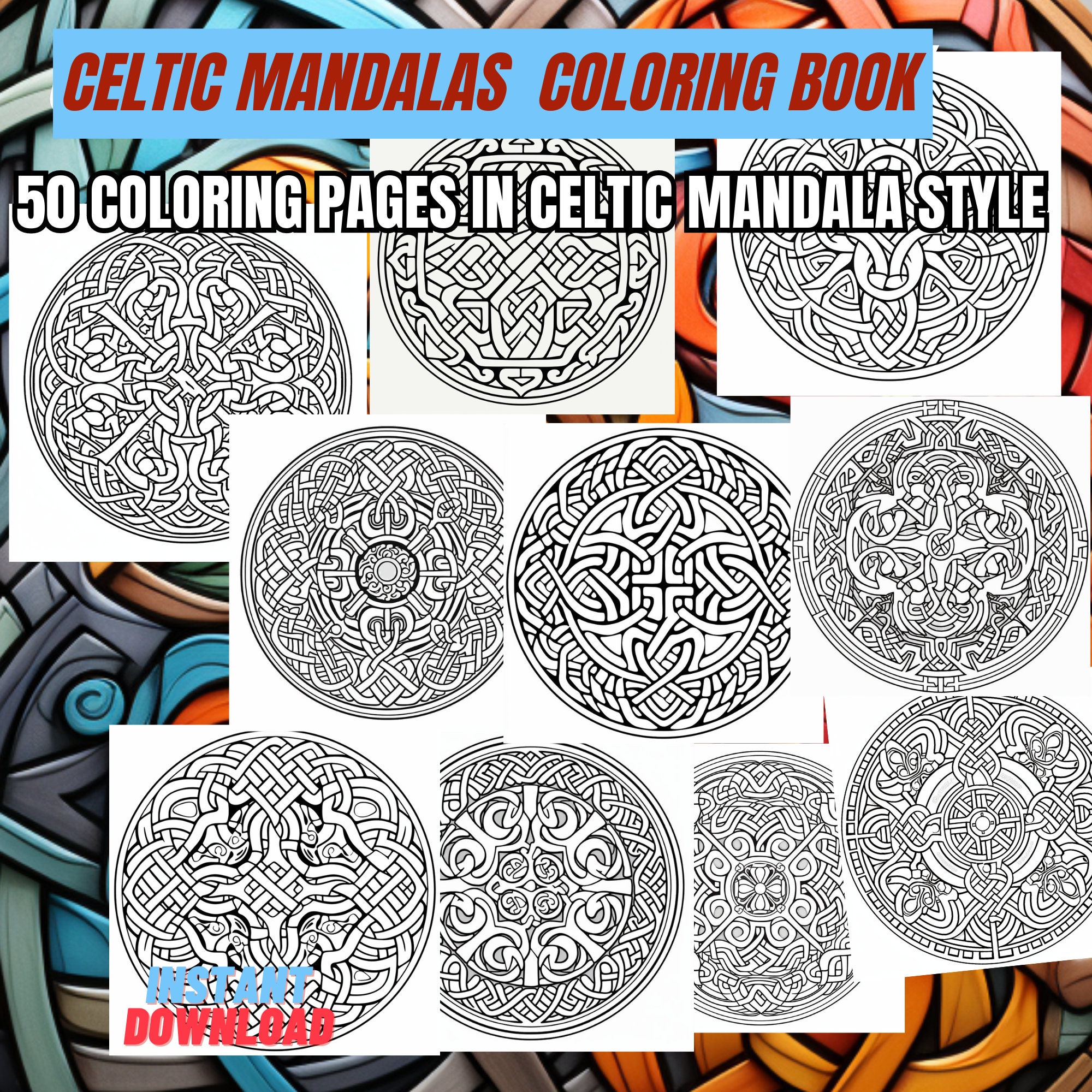 Celtic Mandalas Coloring Book 50 Celtic Mandala Coloring Pages Mandala ...