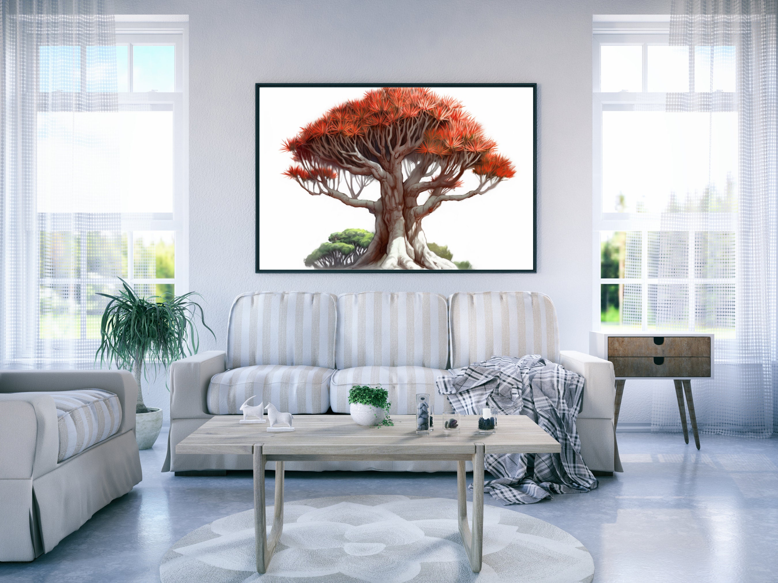 Dragon's Blood Tree Colored Sketch Digital Art Drawing PNG, JPG, SVG ...