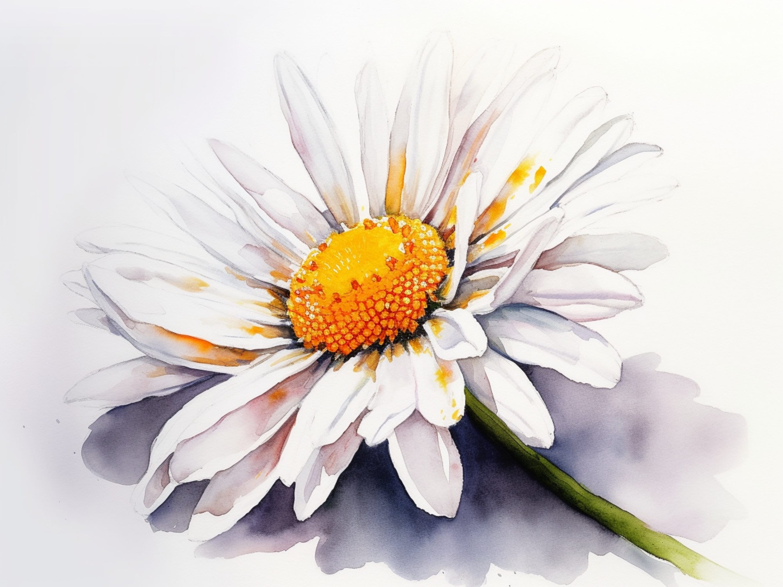 Daisy Watercolor Painting Digital Art Drawing - PNG, JPG, SVG 300dpi 4: ...