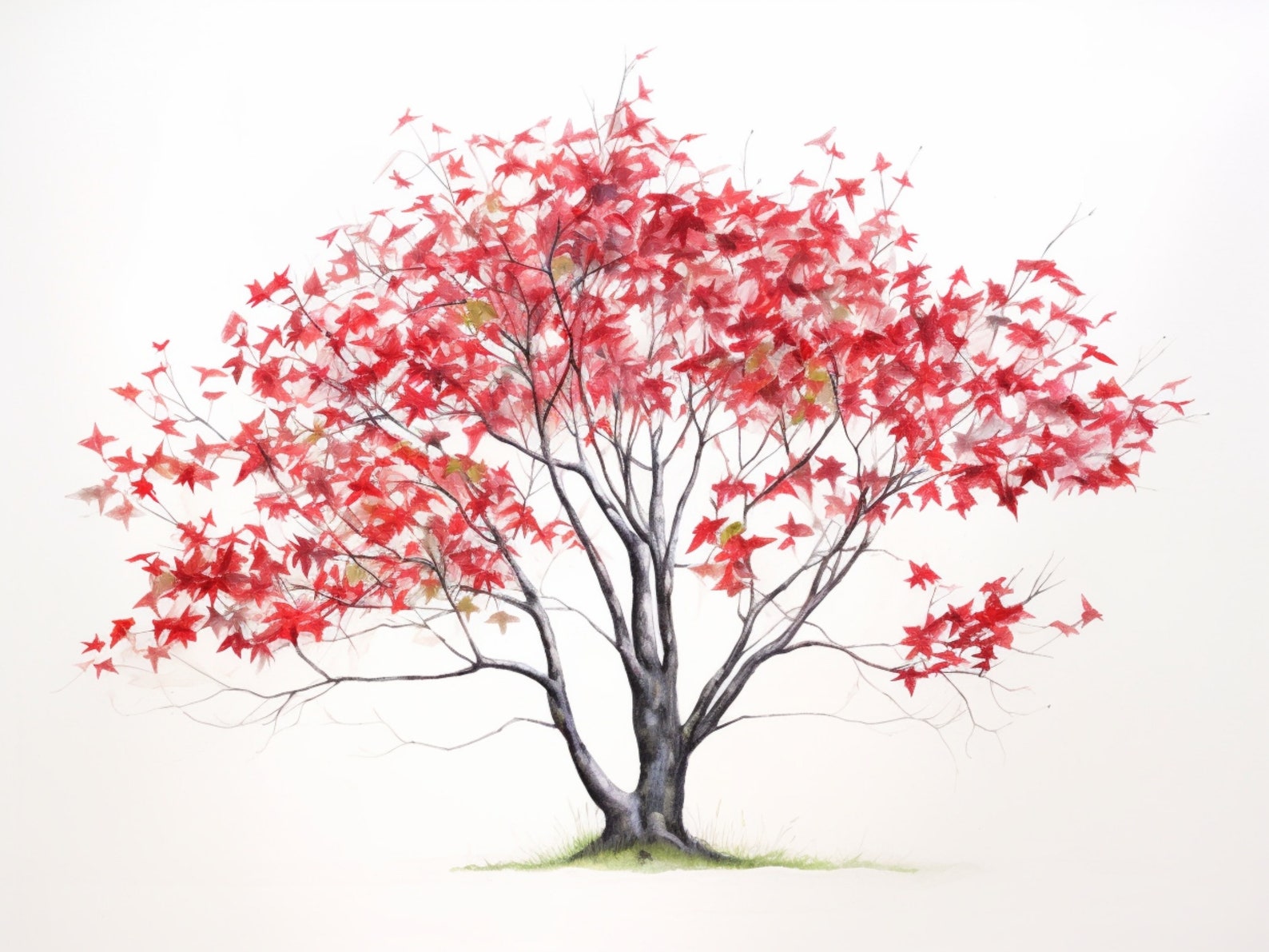 Dogwood Tree Colored Sketch Digital Art Drawing PNG, JPG, SVG 300dpi 4: ...