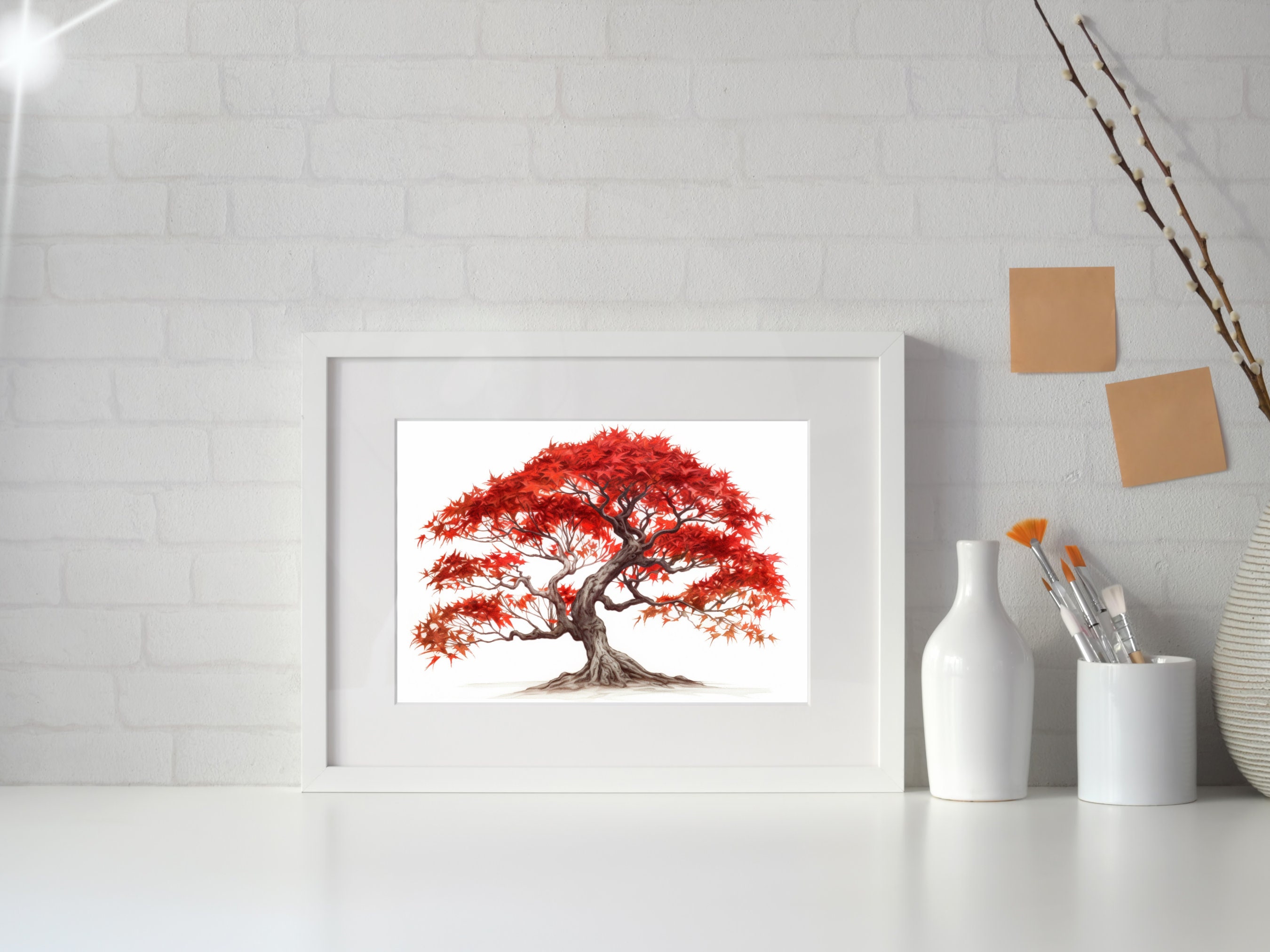 Japanese Maple Tree Colored Sketch Digital Art Drawing PNG, JPG, SVG ...