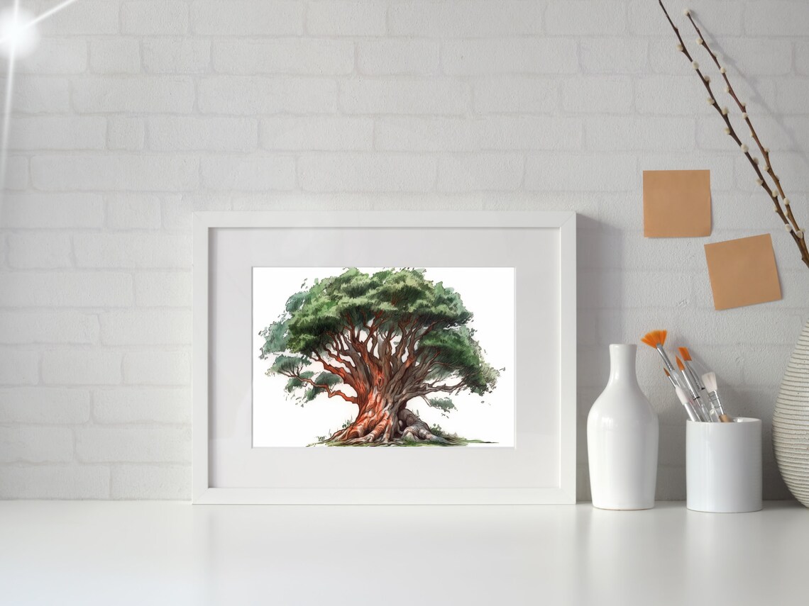 Yew Tree Colored Sketch Digital Art Drawing PNG, JPG, SVG 300dpi 4:3 - Etsy