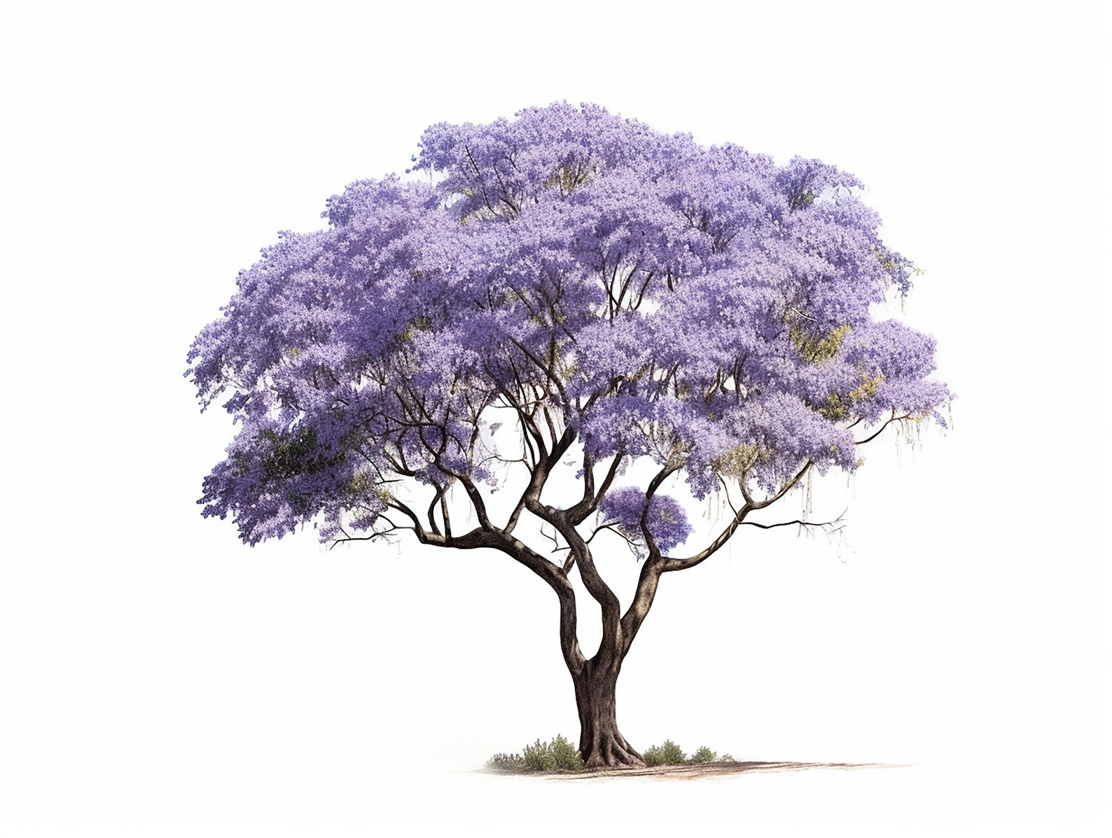 Jacaranda Tree Sketches - Set of 5 Colorful Renditions, High-resolution ...