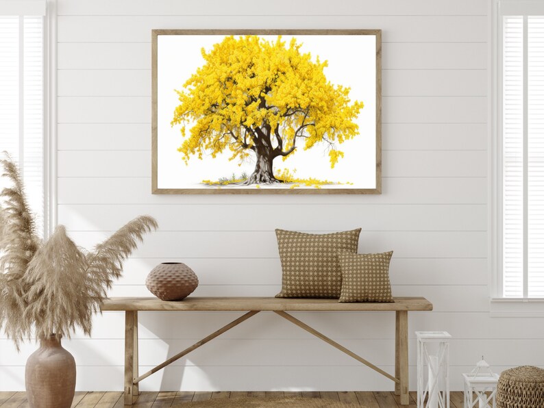 Laburnum Tree Colored Sketch Digital Art Drawing PNG, JPG, SVG 300dpi 4 ...