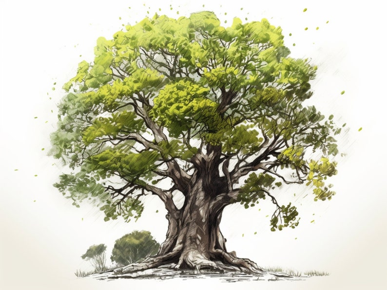 Sycamore Fig Tree Colored Sketch Digital Art Drawing PNG, JPG, SVG ...