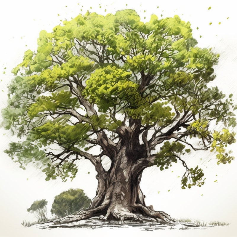 Tree Drawing Digital Art - Etsy