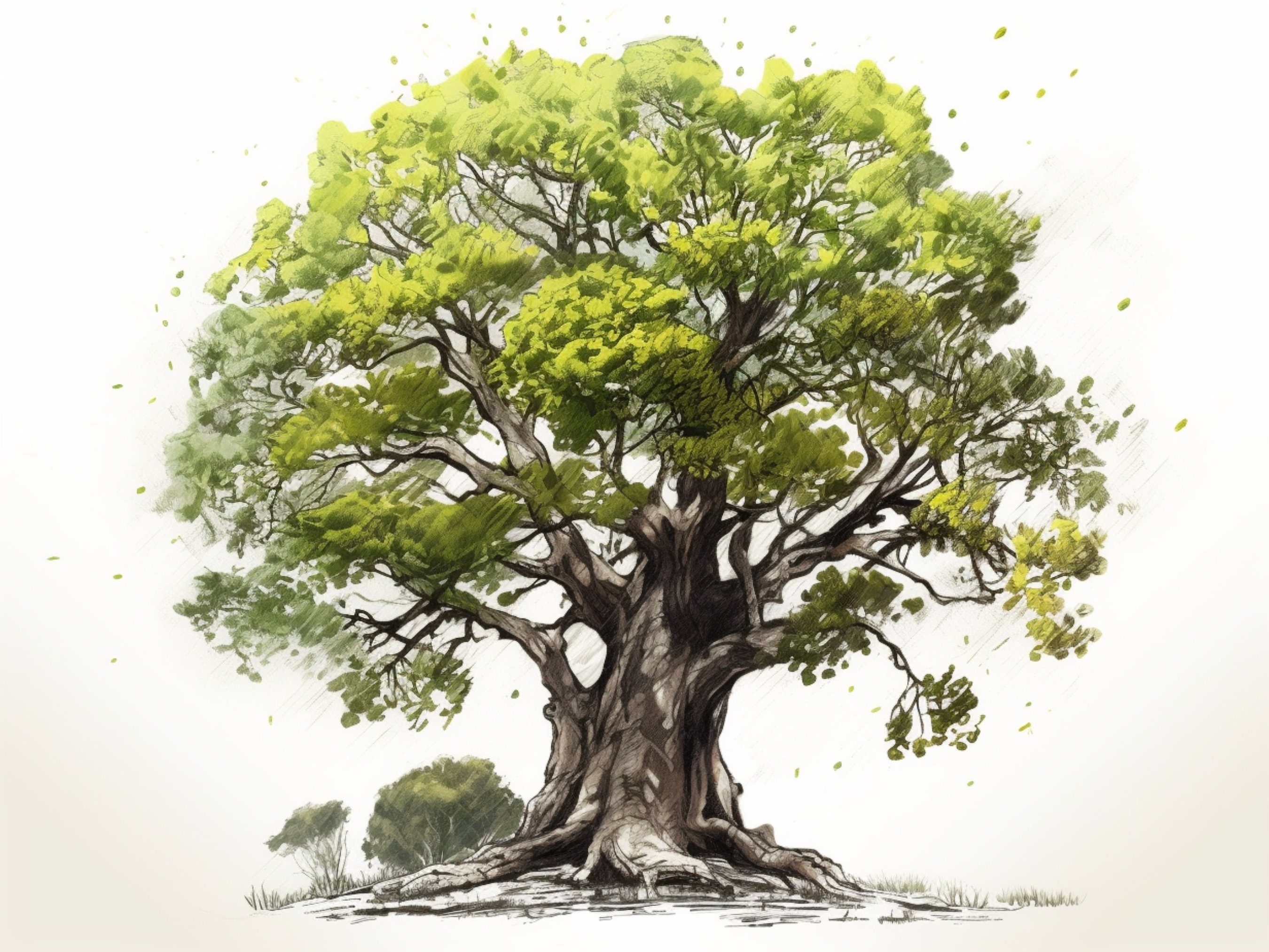 Sycamore Fig Tree Colored Sketch Digital Art Drawing PNG, JPG, SVG ...