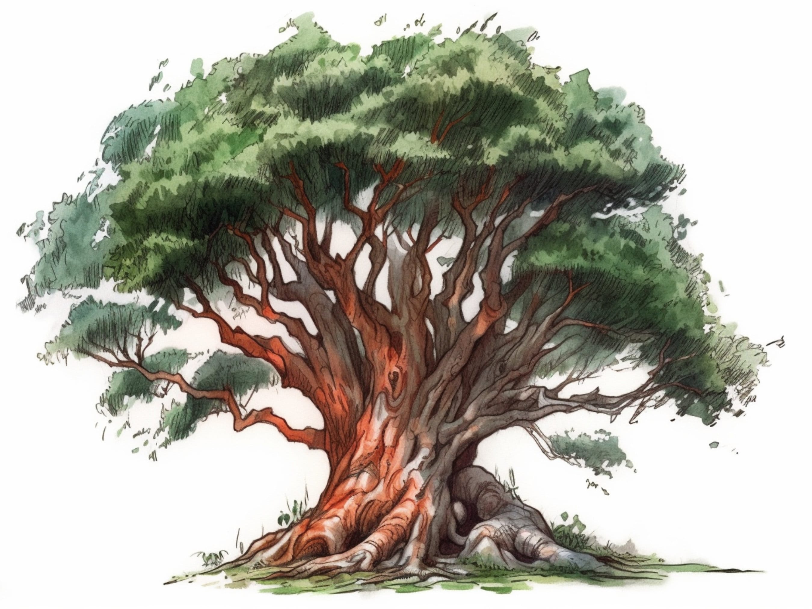 Yew Tree Colored Sketch Digital Art Drawing PNG, JPG, SVG 300dpi 4:3 - Etsy