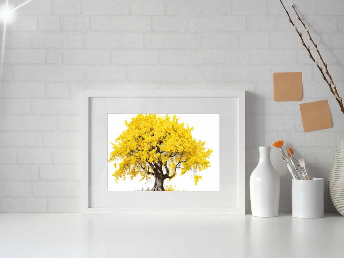 Laburnum Tree Colored Sketch Digital Art Drawing PNG, JPG, SVG 300dpi 4 ...