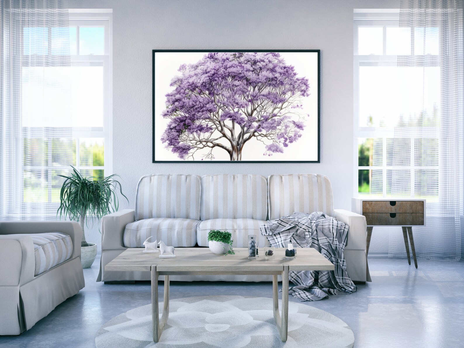 Jacaranda Tree Colored Sketch Digital Art Drawing PNG, JPG, SVG 300dpi ...
