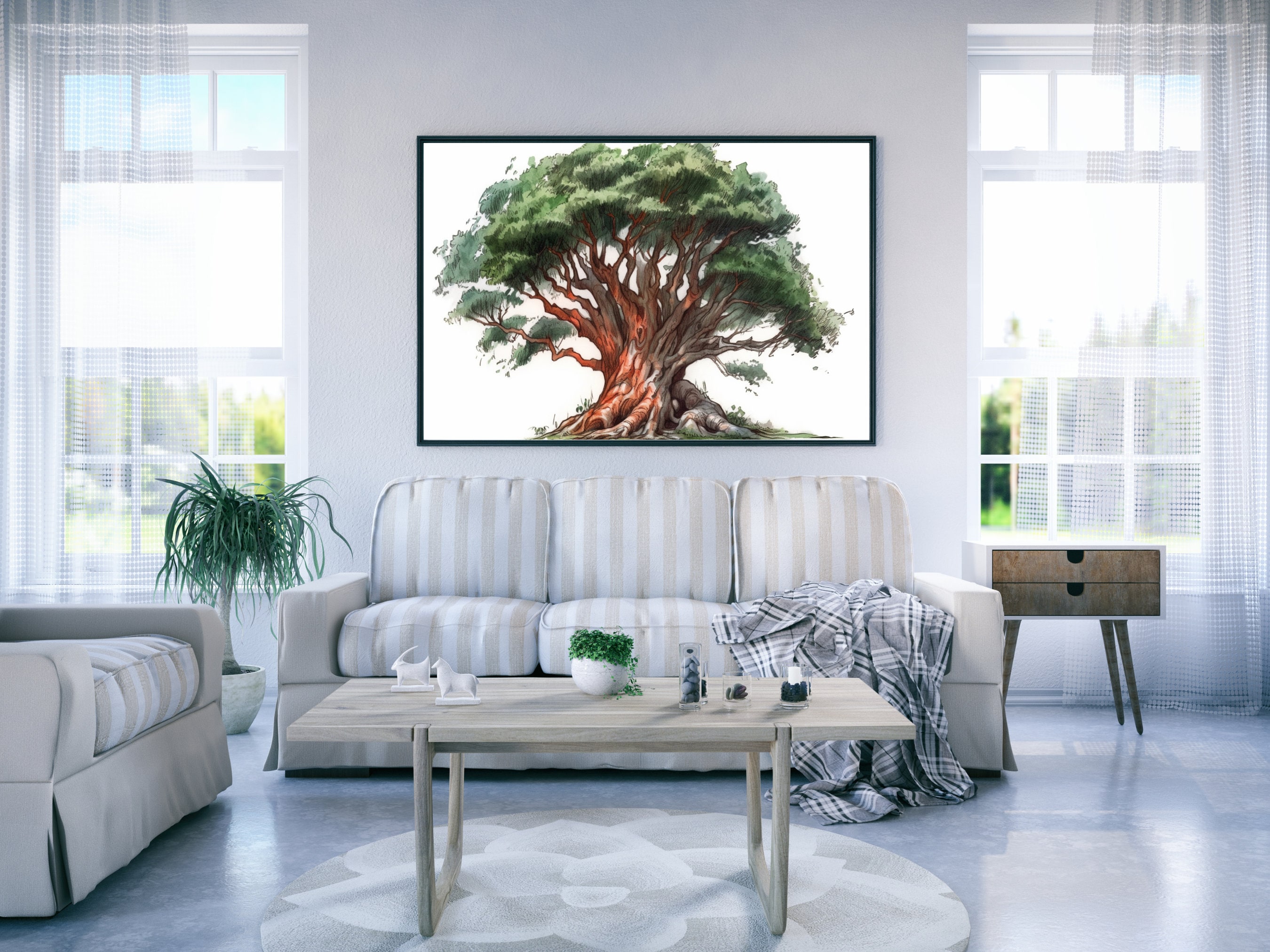 Yew Tree Colored Sketch Digital Art Drawing PNG, JPG, SVG 300dpi 4:3 - Etsy