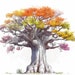 Baobab Tree Colored Sketch Digital Art Drawing PNG, JPG, SVG 300dpi 4:3 ...