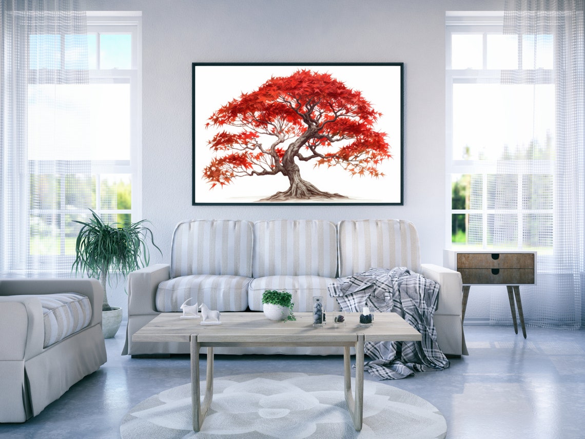 Japanese Maple Tree Colored Sketch Digital Art Drawing PNG, JPG, SVG ...
