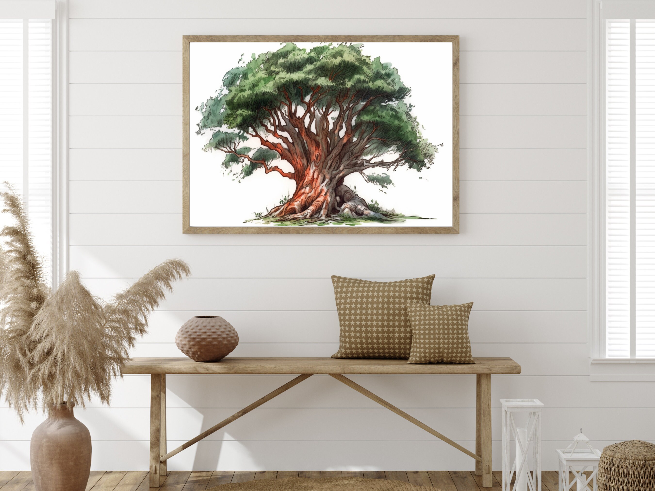 Yew Tree Colored Sketch Digital Art Drawing PNG, JPG, SVG 300dpi 4:3 - Etsy