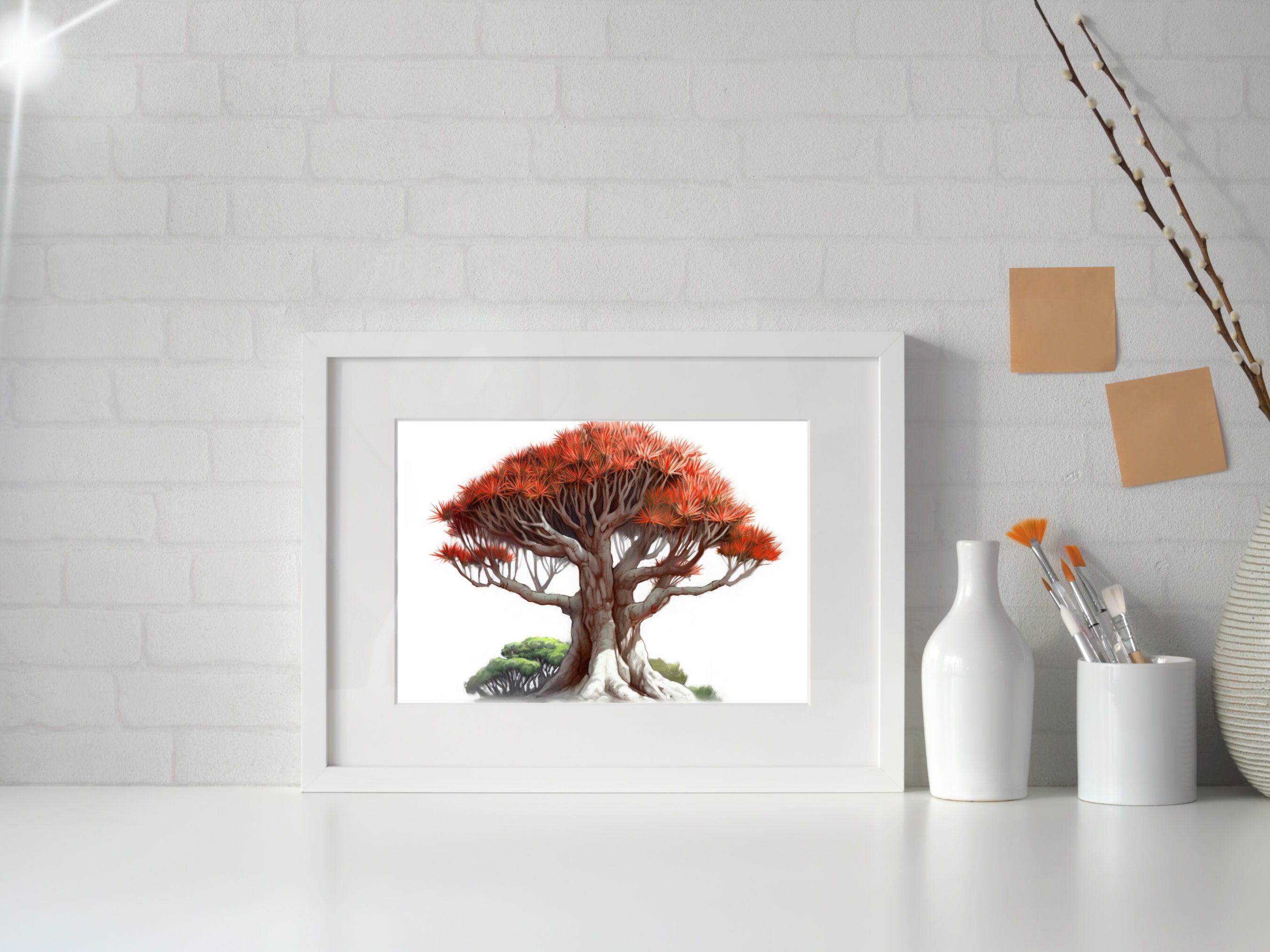 Dragon's Blood Tree Colored Sketch Digital Art Drawing PNG, JPG, SVG ...