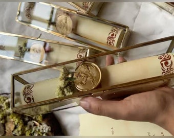 Golden Scroll Wedding Birthday Greeting Invitation Cards With Box - Etsy