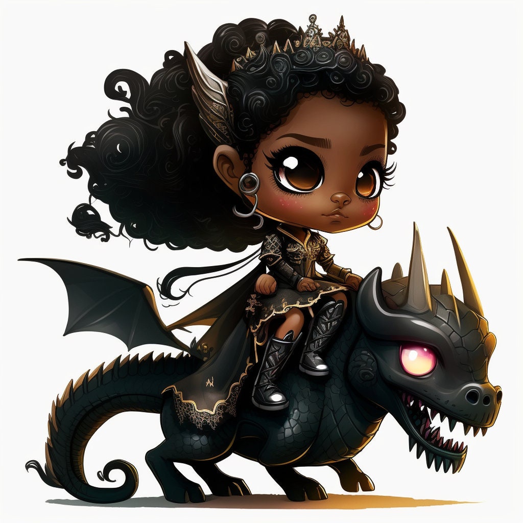 Black Dragon Rider Chibi Style - Etsy