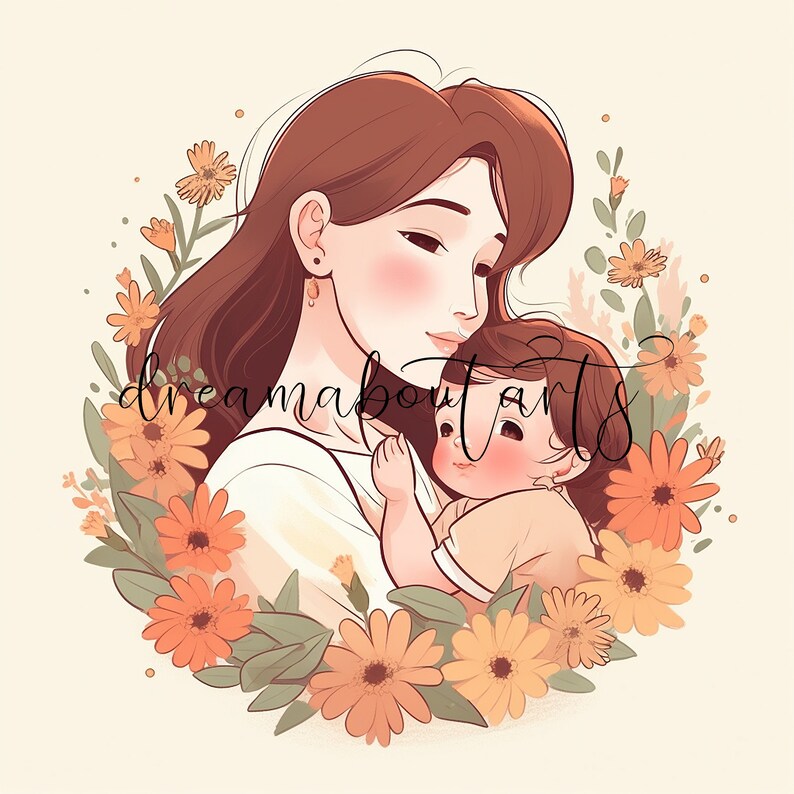 Mother's Day Clipart Mom and Me New Mother Watercolor - Etsy