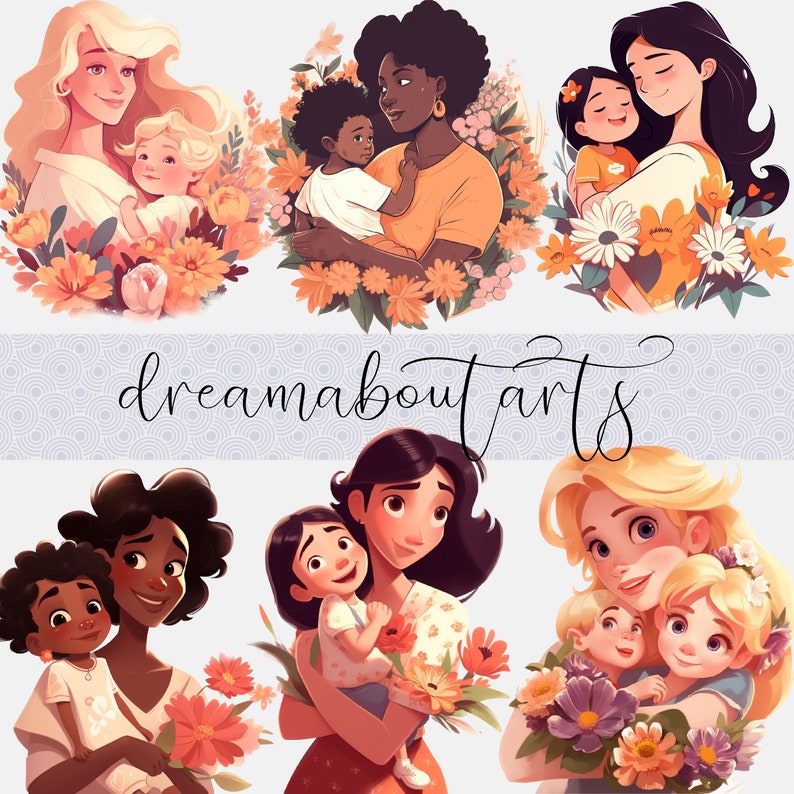 Mother's Day Clipart Mom and Me New Mother Watercolor - Etsy