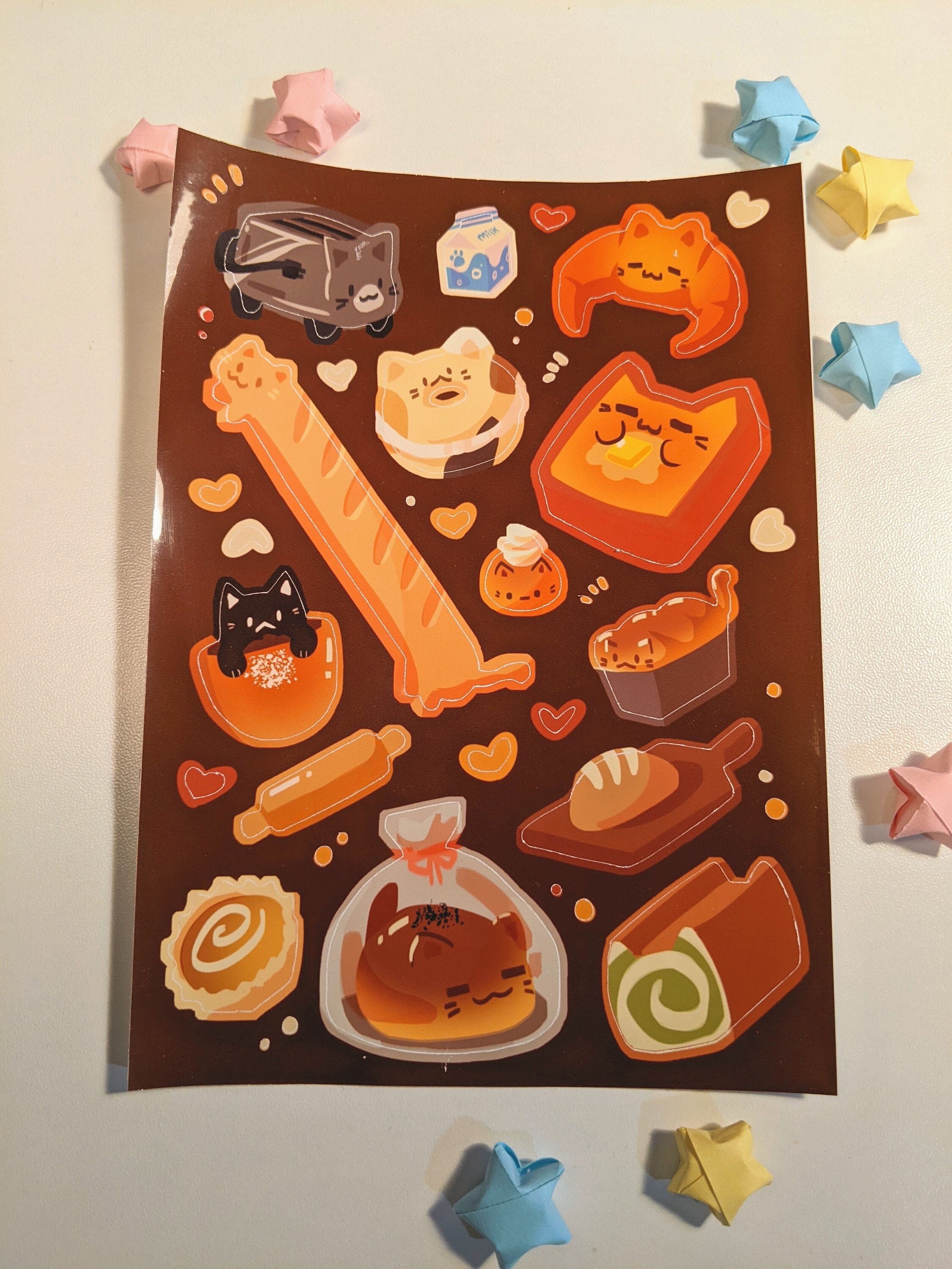 Cat Bread Sticker Sheet | Cat Cafe Stickers! | Cute Cat Stickers ...