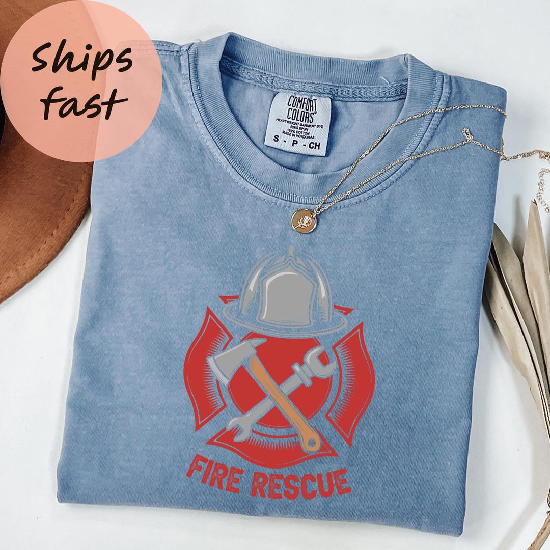 Comfort Colors® Fire Rescue Maltese Cross Shirt, Firefighter Shirt ...