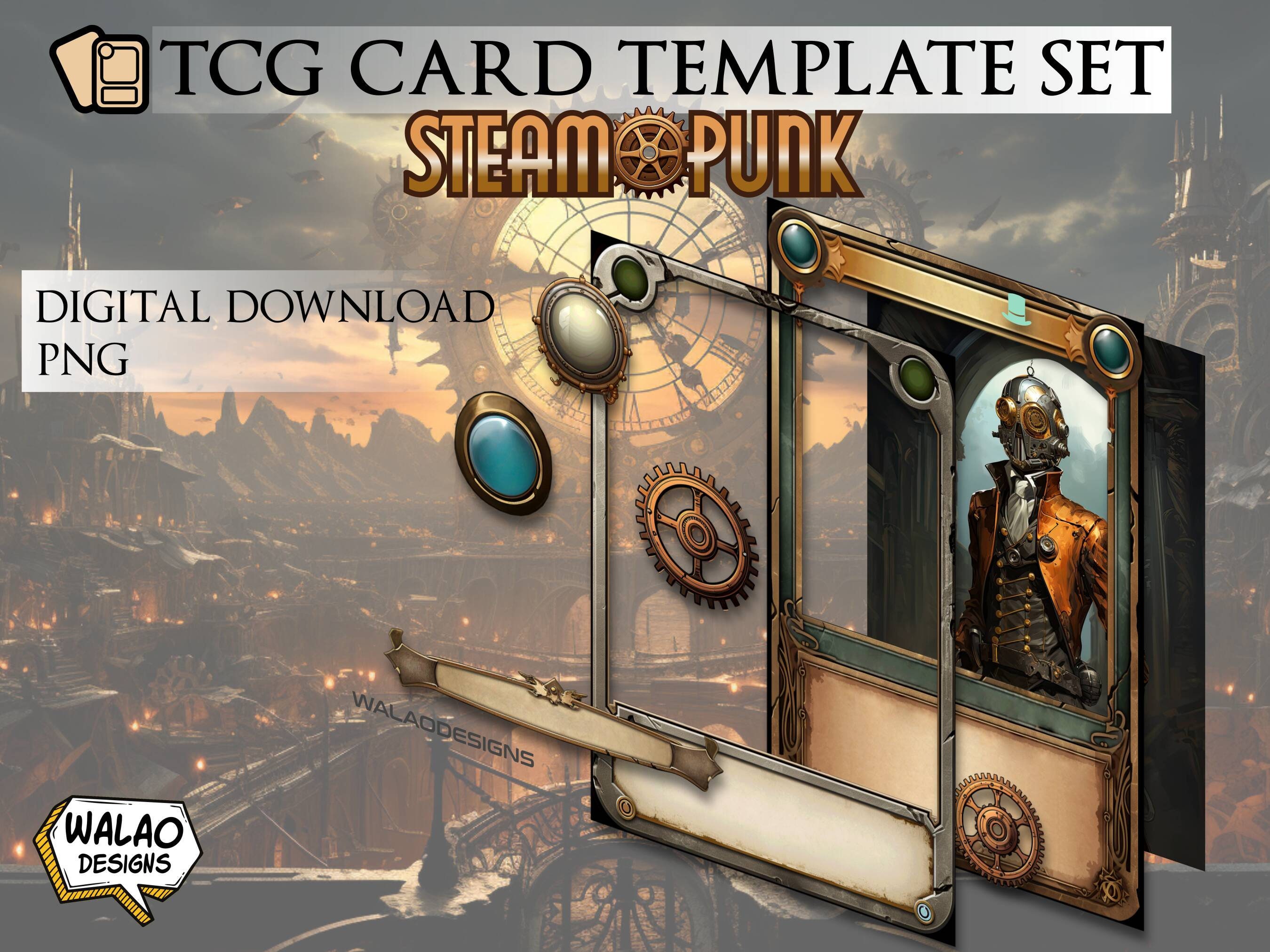 TCG Steampunk Card Template Set PNG Digital Download Vintage - Etsy