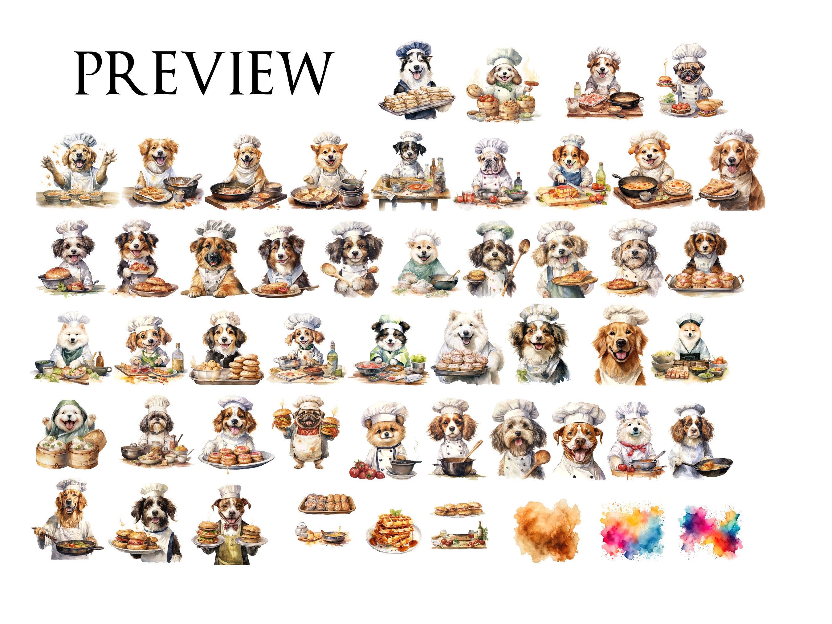 Cute Chef Dogs | Watercolor | Cooking, Foodie, Food | PNG Clipart ...