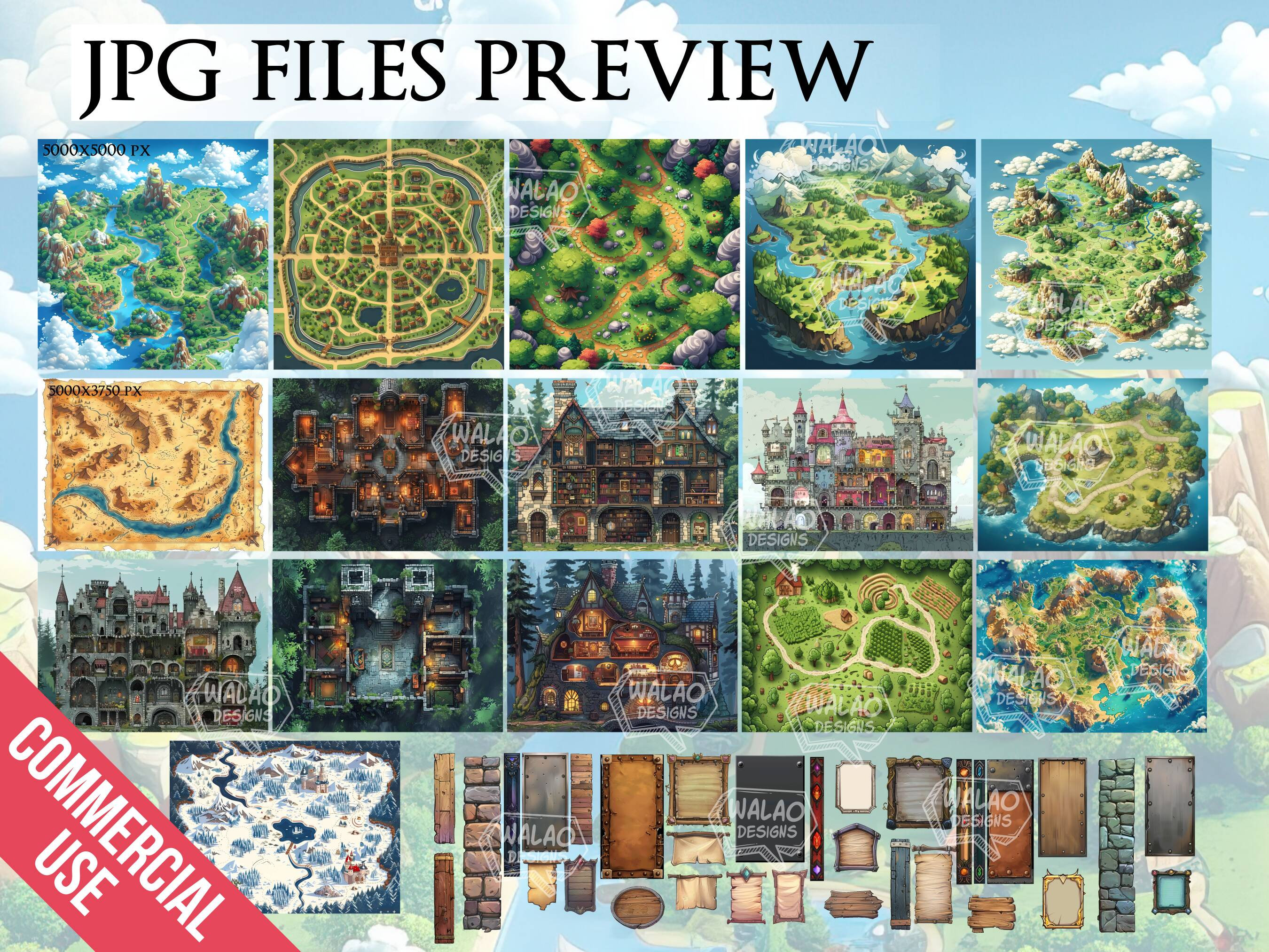 Fantasy Board Game Template Set PNG JPG Digital Download RPG Kingdoms ...