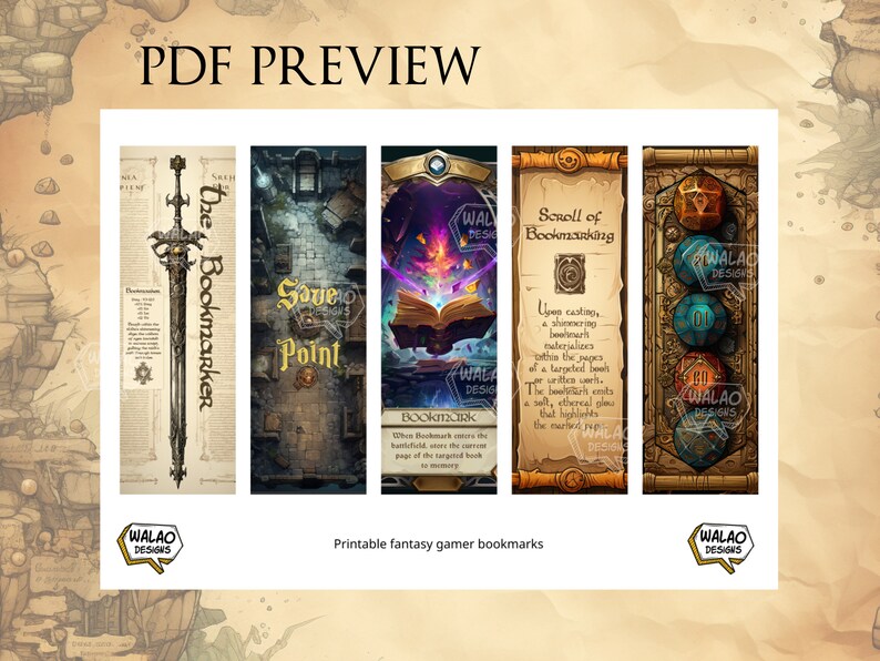Fantasy Gamer Bookmarks | Printable Bookmarks | PNG | PDF | Digital ...