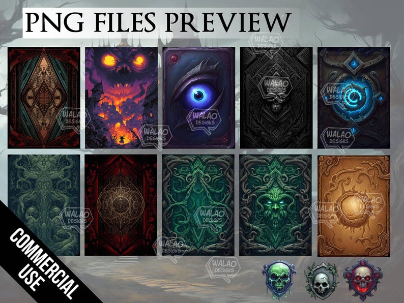 TCG Horror Fantasy Card Template Set | PNG | Digital Download | Creepy ...